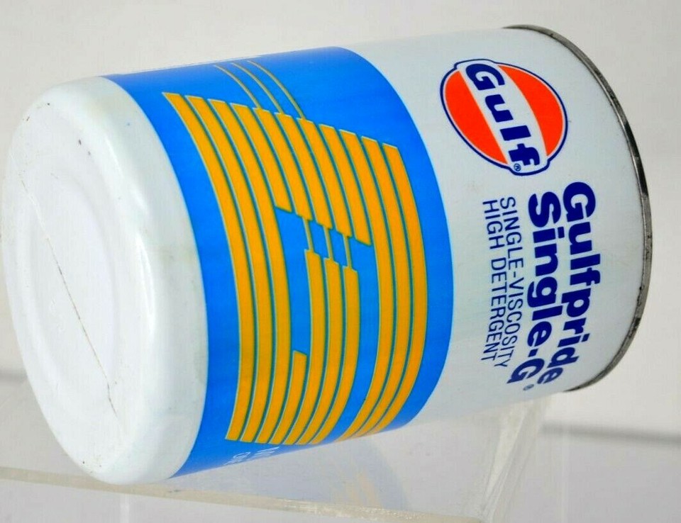 Vintage GULF Motor Oil FULL CAN GULFPRIDE SINGLE-G Vinyl 1Qt SA30 FULL ...