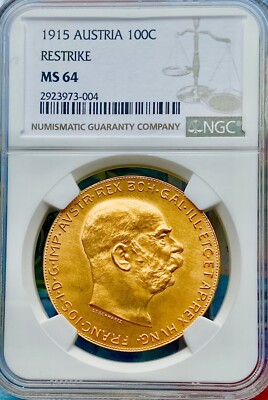 1915, Austrian Gold Coin 100 Corona (33.9gm) MS64 SIGMA TESTED | eBay