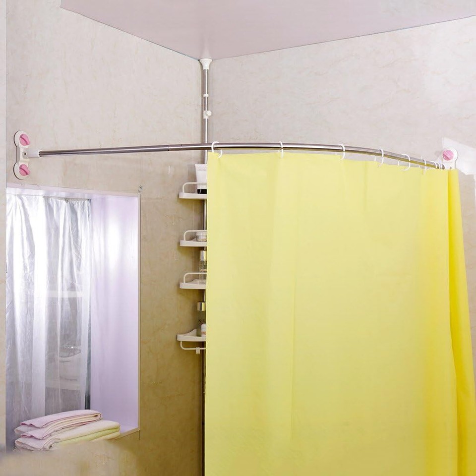 BAOYOUNI Curved Shower Curtain Rod Hanger Corner Bathroom Arched Shower ...