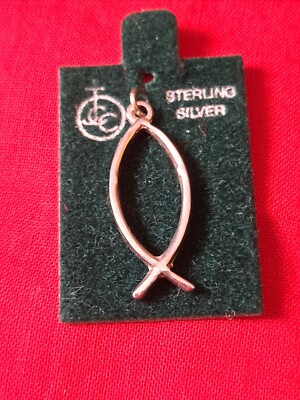 VIntage Sterling Silver Fish Pendant Jesus Christ Symbol Jeweled Cross ...