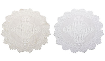 Pair of Traditional Floral Lace Doilies Vintage Home Table Large Doyley ...
