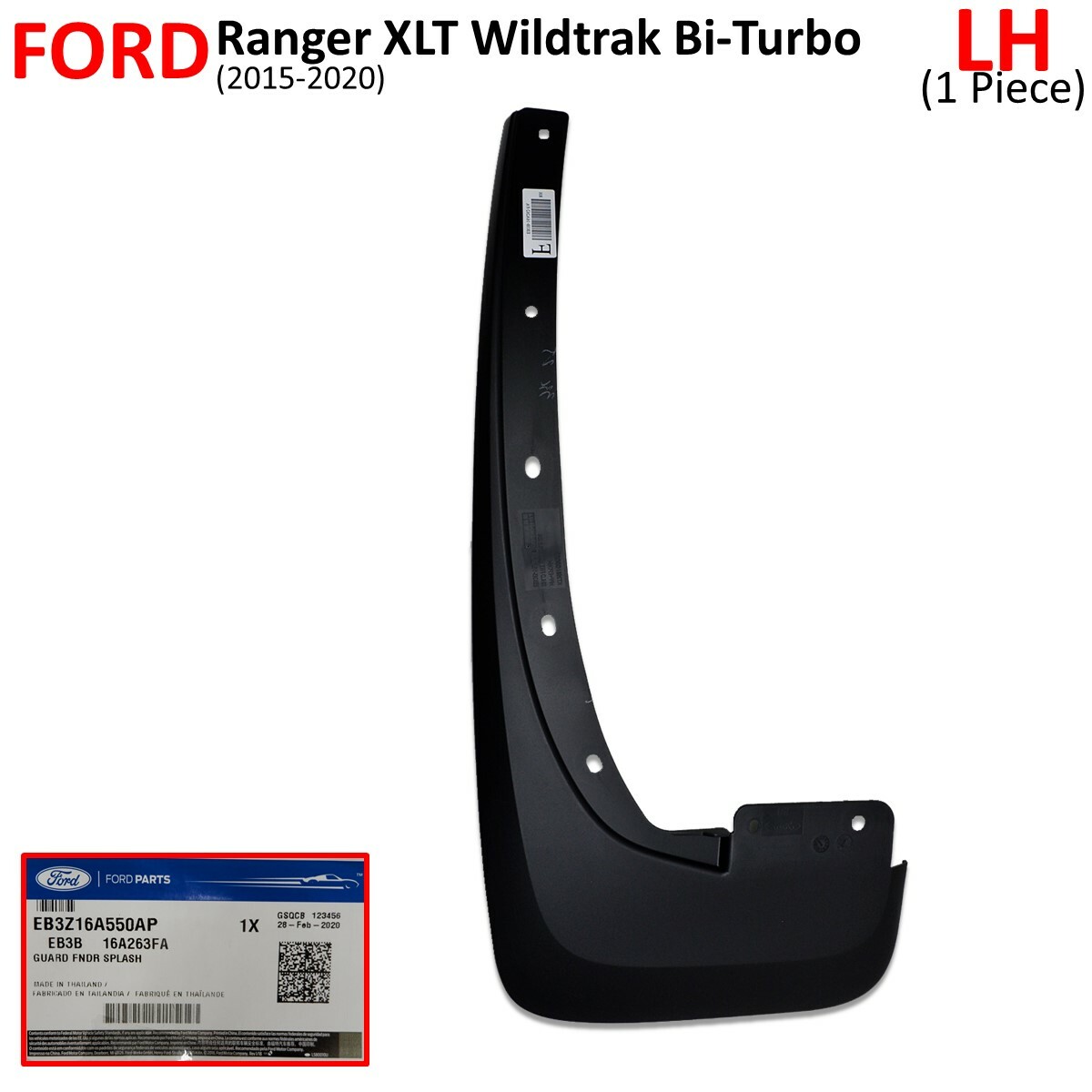 Front Lh Splash Guard Mud Flap Fender For Ford Ranger XLT Wildtrak 2015 ...