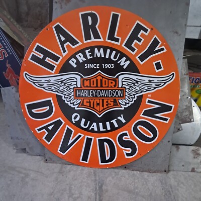 Harley Davidson Porcelain Enamel Heavy Metal Sign 30 Inches Double Side ...