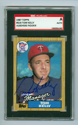 Tom Kelly Autographed 1987 Topps Rookie Card #618 Twins SGC Authentic ...