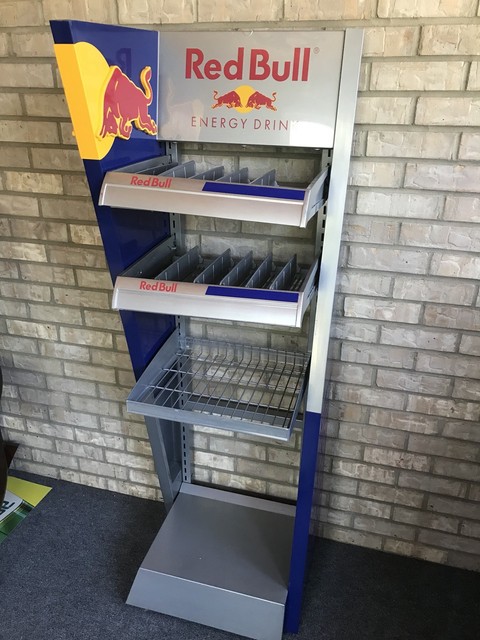 Used Red Bull Energy Drink 59.5” Promotional Metal Display Shelf W ...