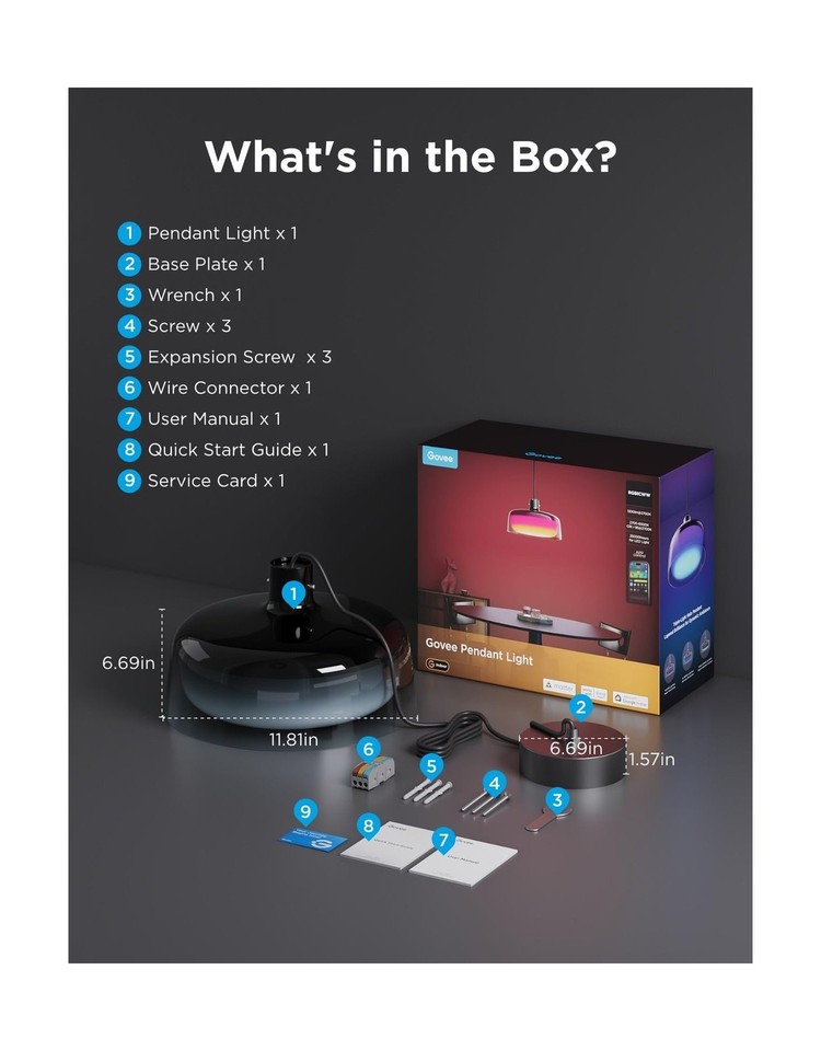 Govee Pendant Light for Kitchen Island, Three-Layer RGBIC Smart ...