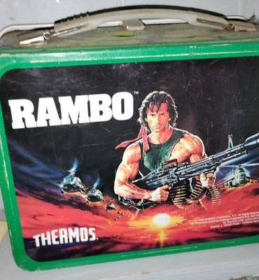 Vintage Thermos 1985 Rambo Metal Lunch Box Sylvester Stallone No ...