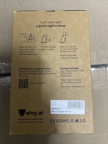 Elvy Advanced EMF Blocker Qi Wireless Charger - Sleep Aid Device. New ...