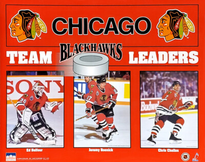Chicago Blackhawks LEADERS 1993 Belfour, Chelios, Roenick 16x20 ...