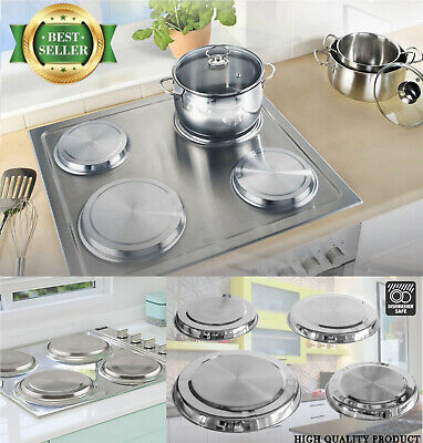 4x Hob Covers Stainless Steel Rings Electric Cooker Oven Metal Cover ...