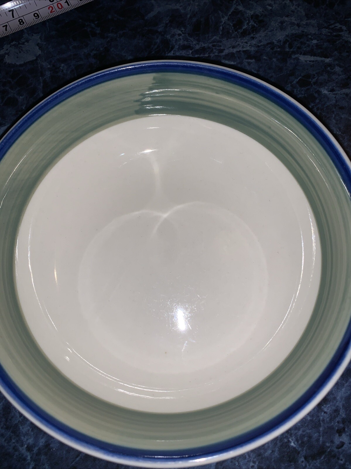 Alco Industries AD129 Blue Green Band Rings Stoneware Cereal Soup Bowl ...