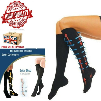Ladies Flight Travel Compression Anti Swelling Support Socks UK 4-7 Lot ...