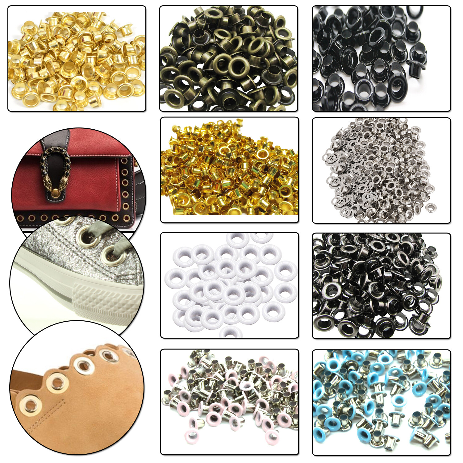 100pcs Eyelets with Washer Grommet Chrome Coated Brass Rust Proof 2mm ...