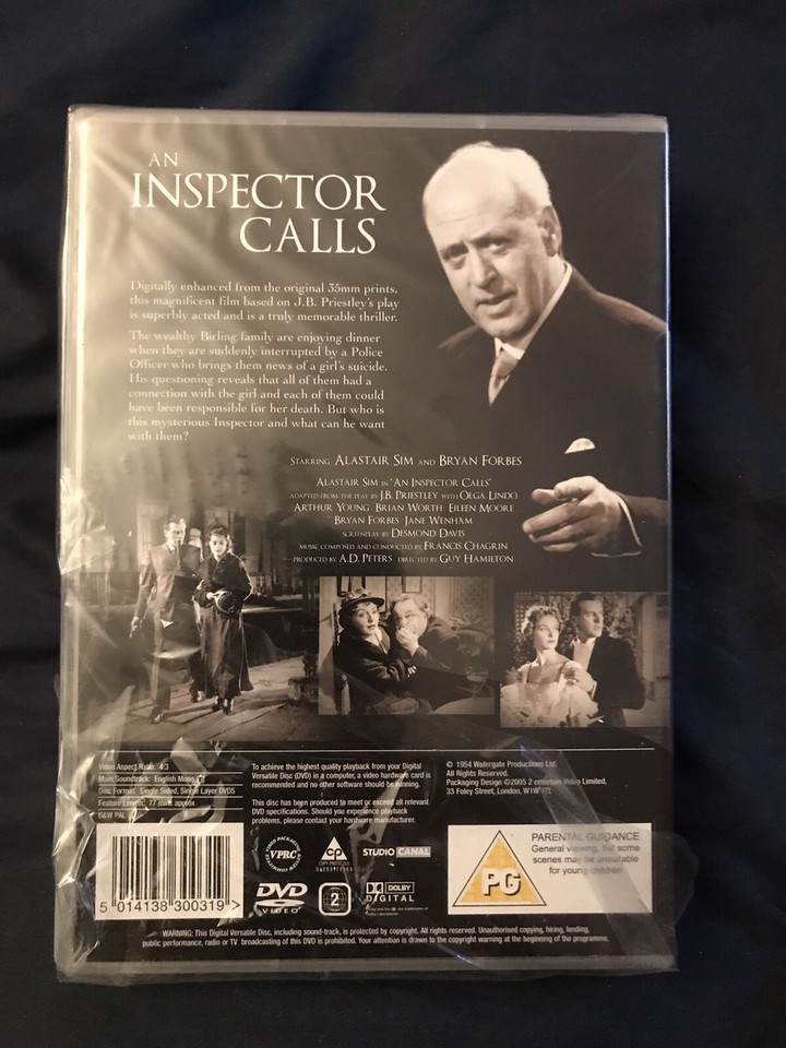 AN INSPECTOR CALLS (1954) Alastair Sim (Region 2 UK PAL DVD) BRAND NEW ...