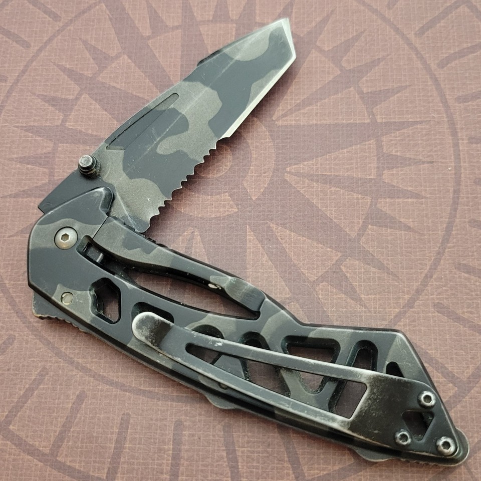 Buck Bones 870 Knife Frame Lock Stainless Steel Handles & Blade 4 3/4 ...