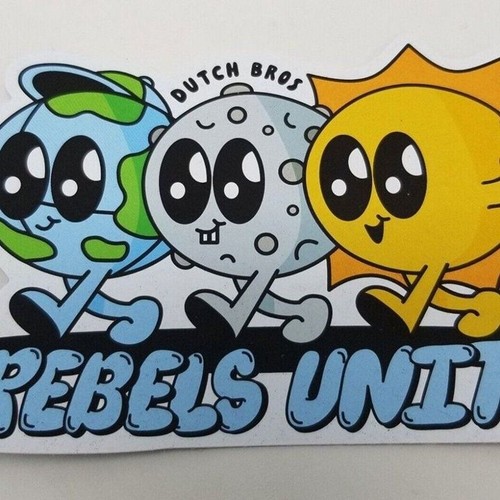 Dutch Bros Sticker April 2024 Solar Eclipse "Rebels Unite" Earth Moon ...
