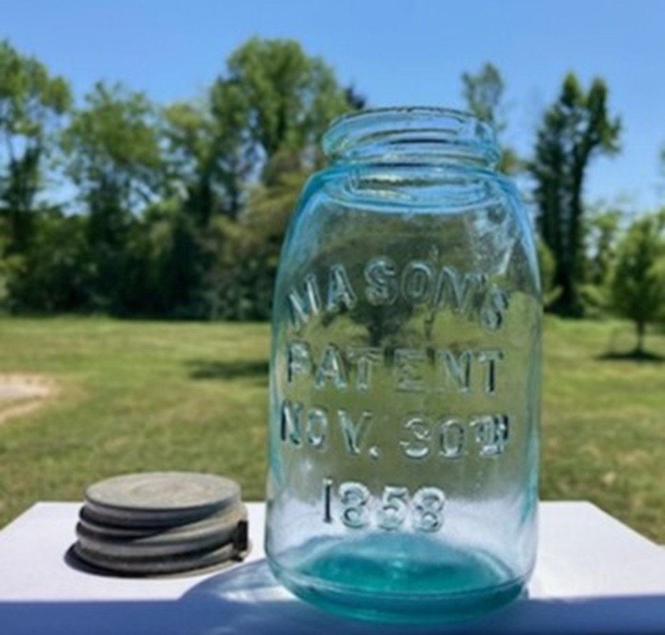 Boldly Embossed MASON'S PATENT NOV. 30TH 1858 Midget Pint Fruit Jar w ...