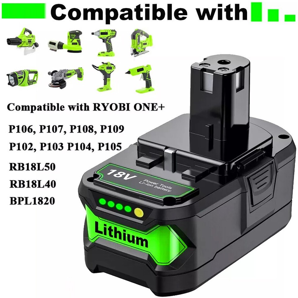 2PACK For RYOBI 18V 8.0Ah P108 High Capacity Battery 18Volt Lithium-Ion ...