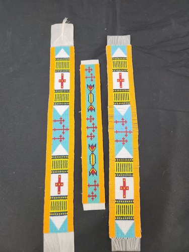 Lot Of 3 Vintage Native American 2 Handmade Beaded Sashes Arm Band /1 ...