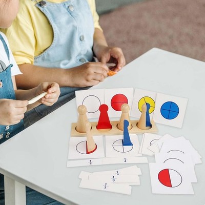 Wooden Math Fractions People Preschool Teaching Aids | eBay UK