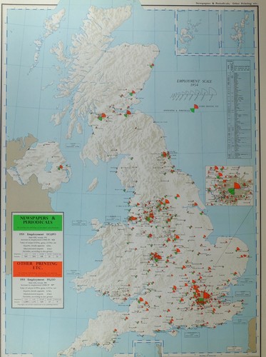 VINTAGE LARGE MAP of BRITAIN NEWSPAPERS & PERIODICALS PRINTING EXPORTS ...