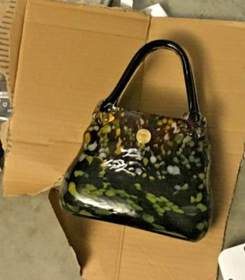Art Glass Block Crystal Elizabeth Evening Bag Mouth Blown Hand Cut ...