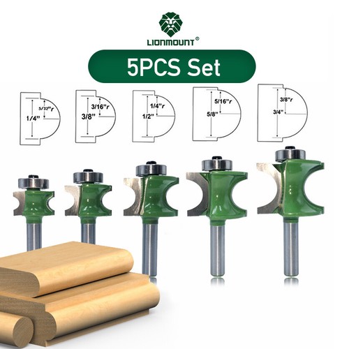 8mm Shank Bullnose Router Bit Set Bead Edge Moulding Profile Dowels ...