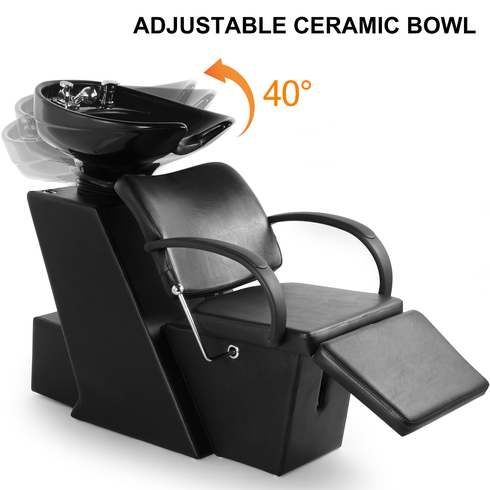 Backwash Barber Shampoo Chair Ceramic Bowl Sink Unit Station Salon Spa ...