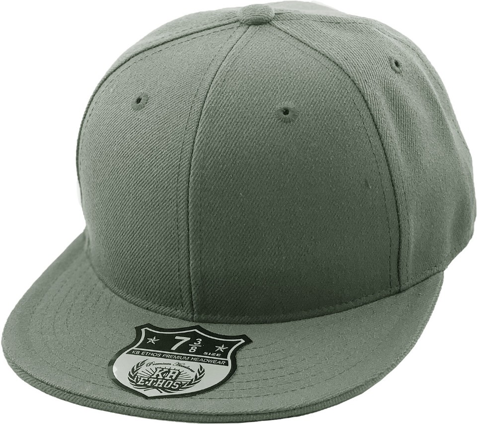 Premium Solid Fitted Cap Baseball Cap Hat, Flat Bill / Brim NEW | eBay