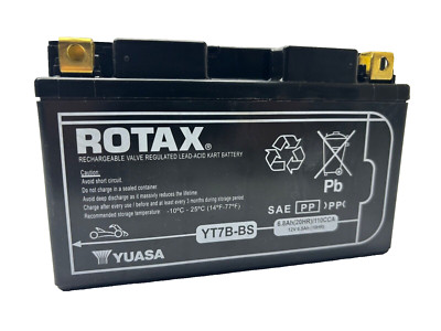 Rotax Yuasa Genuine YT7B-BS MF AGM Motorcycle Battery 12V 6.8AH Go Kart ...