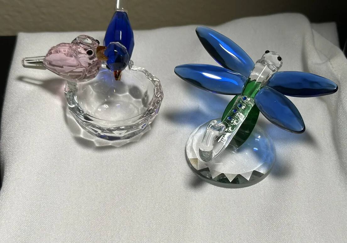 Crystal Indigo, Blue Birds, Or Dragonfly Figurine Paperweight price per ...