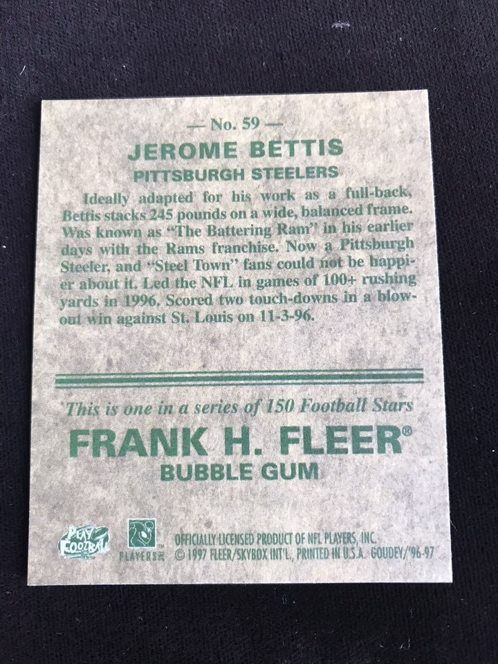 A 1997 Frank H. Fleer Bubble Gum Jerome Bettis #59 Football Card | eBay