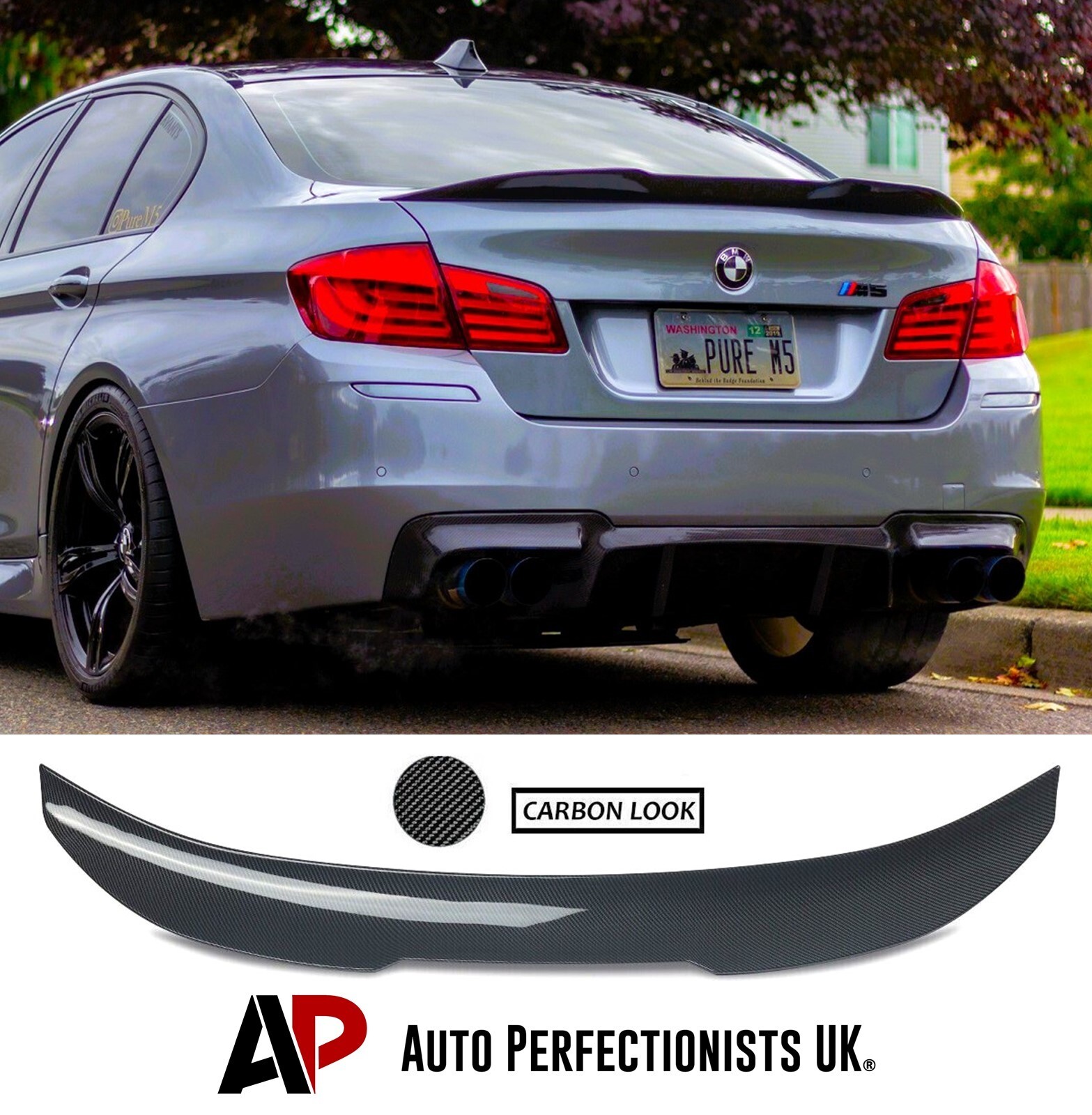 BMW 5 Series M5 F10 Carbon Fibre Rear High Kick PSM Ducktail Spoiler ...