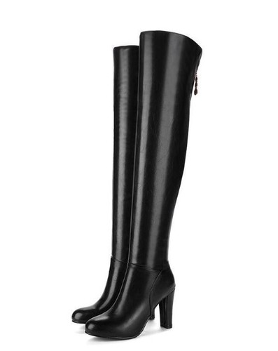 Womens Over Knee High Knight Boots Pointed Toe High Block Heel Zipper ...