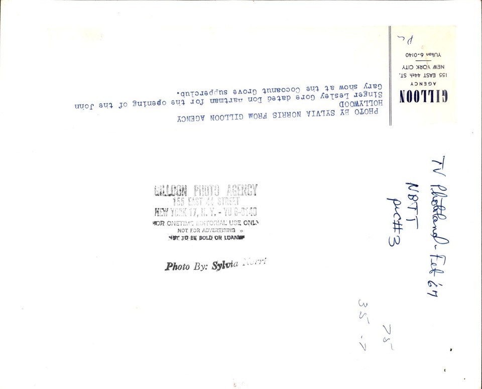 GA326 1967 Original Gilloon Photo SINGER LESLEY GORE DON HARTMAN ...