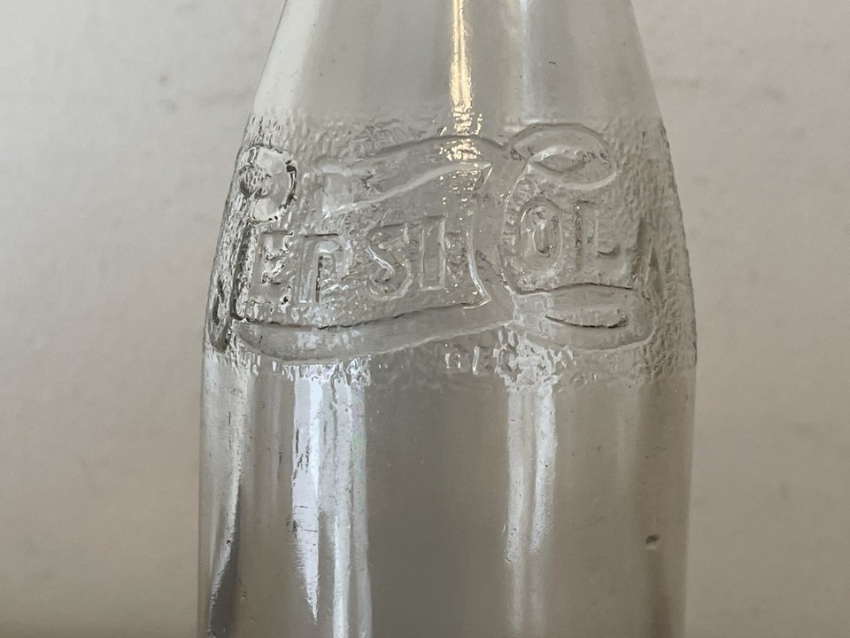 Vintage Clear Pepsi Cola Bottle Texture Glass Script Logo Double Dot | eBay