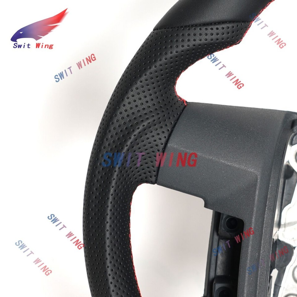 Full Leather Sports Flat Steering Wheel for FORD F150 SVT 2011-2014 Red ...