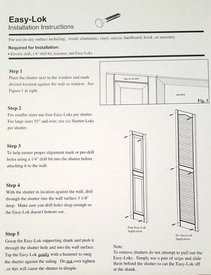 Paintable Window Shutters Panel Peg Loks 3" Fasteners Spikes Lock Pegs ...