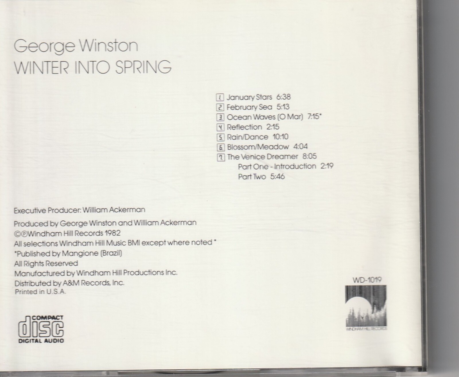 George Winston - Winter Into Spring - Music CD VG+ | eBay