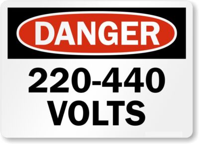 220 To 440 Volts Osha Danger Aluminum Weatherproof 8" x 12" Sign p00114 ...