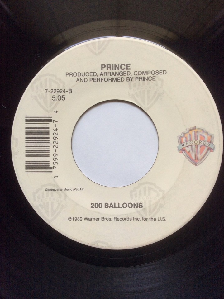 Prince 7” Vinyl 45 Batdance (Rare) 200 Balloons 1989 Warner LP Batman ...
