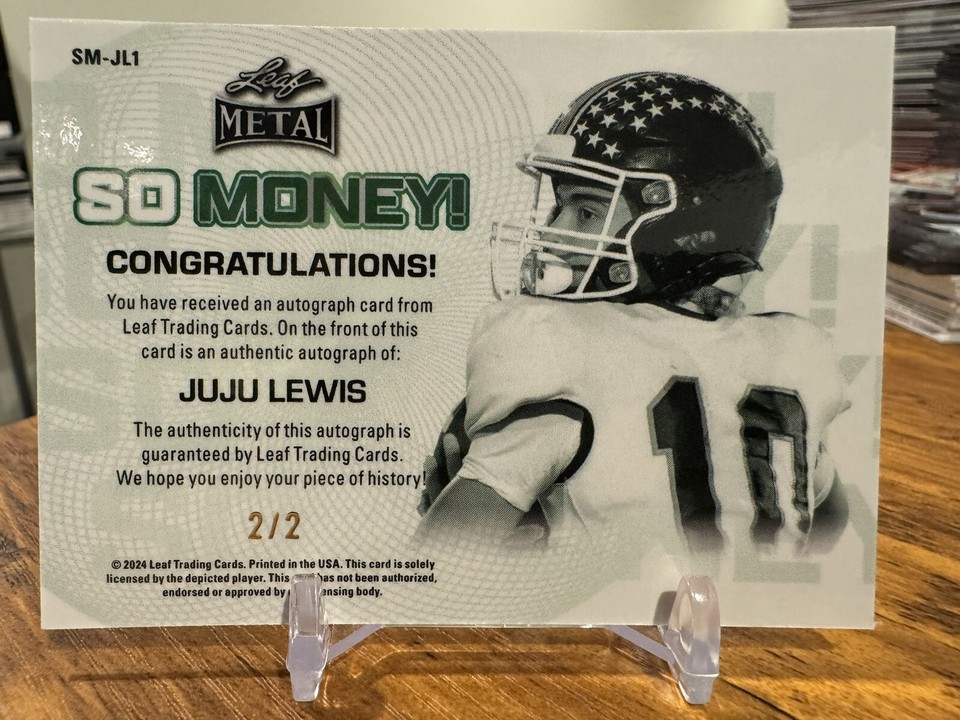 2024 Leaf Metal Football So Money Juju Lewis Prospect RC Auto #/2 🔥📈 | eBay