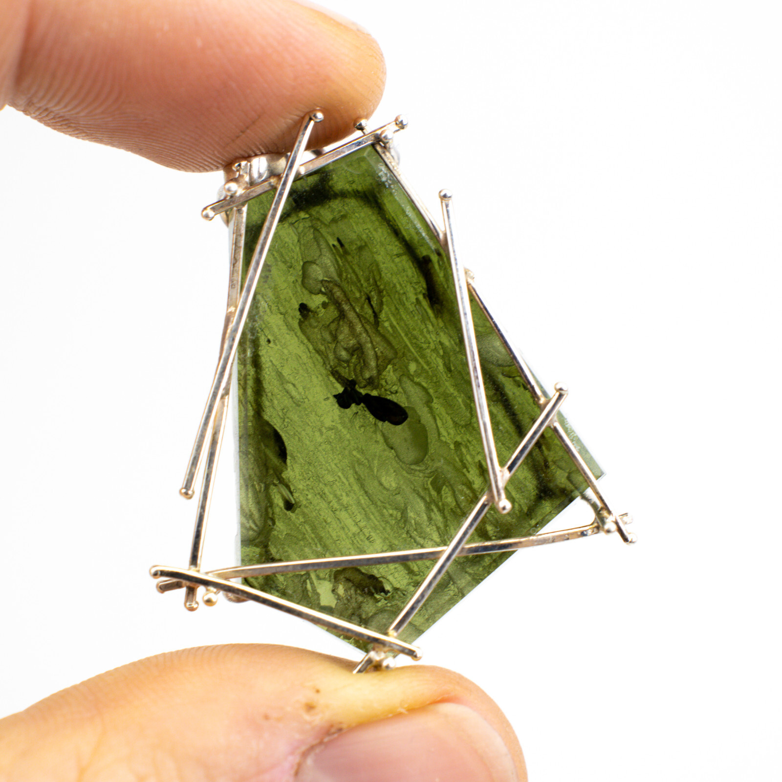9.87gr MOLDAVITE genuine exclusive polished handmade pendant silver ...