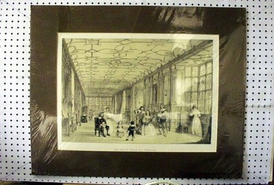 Old Antique Print C1890 Scene Long Gallery Haddon Hall Derbyshire ...