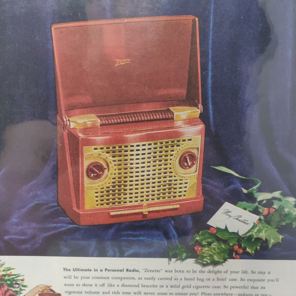 Vintage 1947 Zenette Zenith Radio Advertisement Saturday Evening Post ...