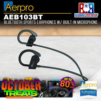 Aerpro AEB103BT Bluetooth Sports Earphones With Built-In Microphone | eBay