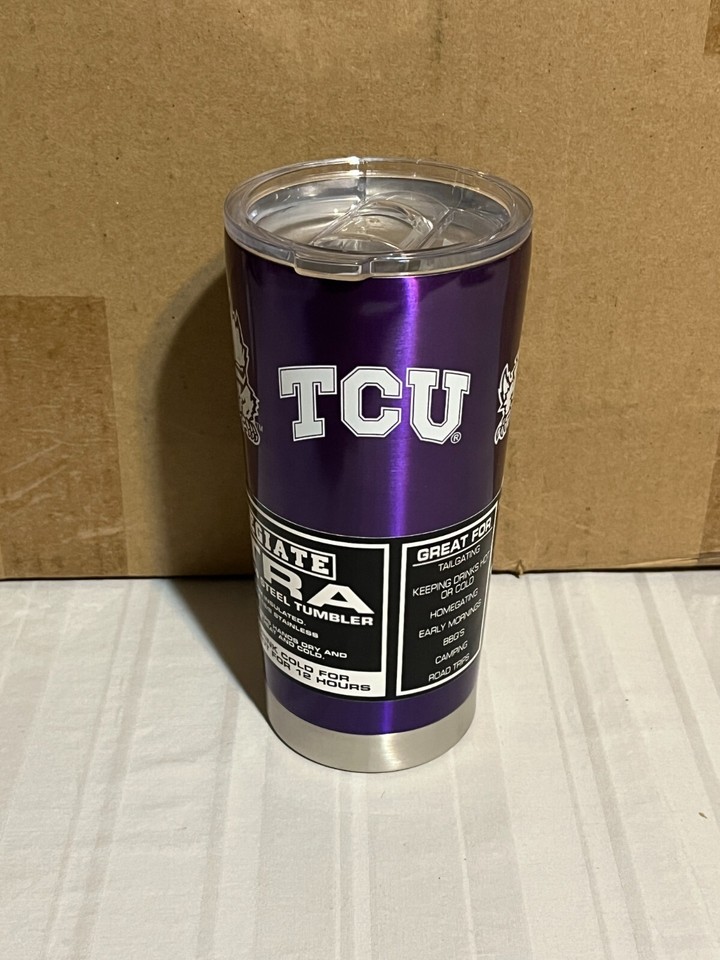 TCU Horned Frogs NCAA Purple 20oz Tumbler Cup Mug Logo Brands New | eBay