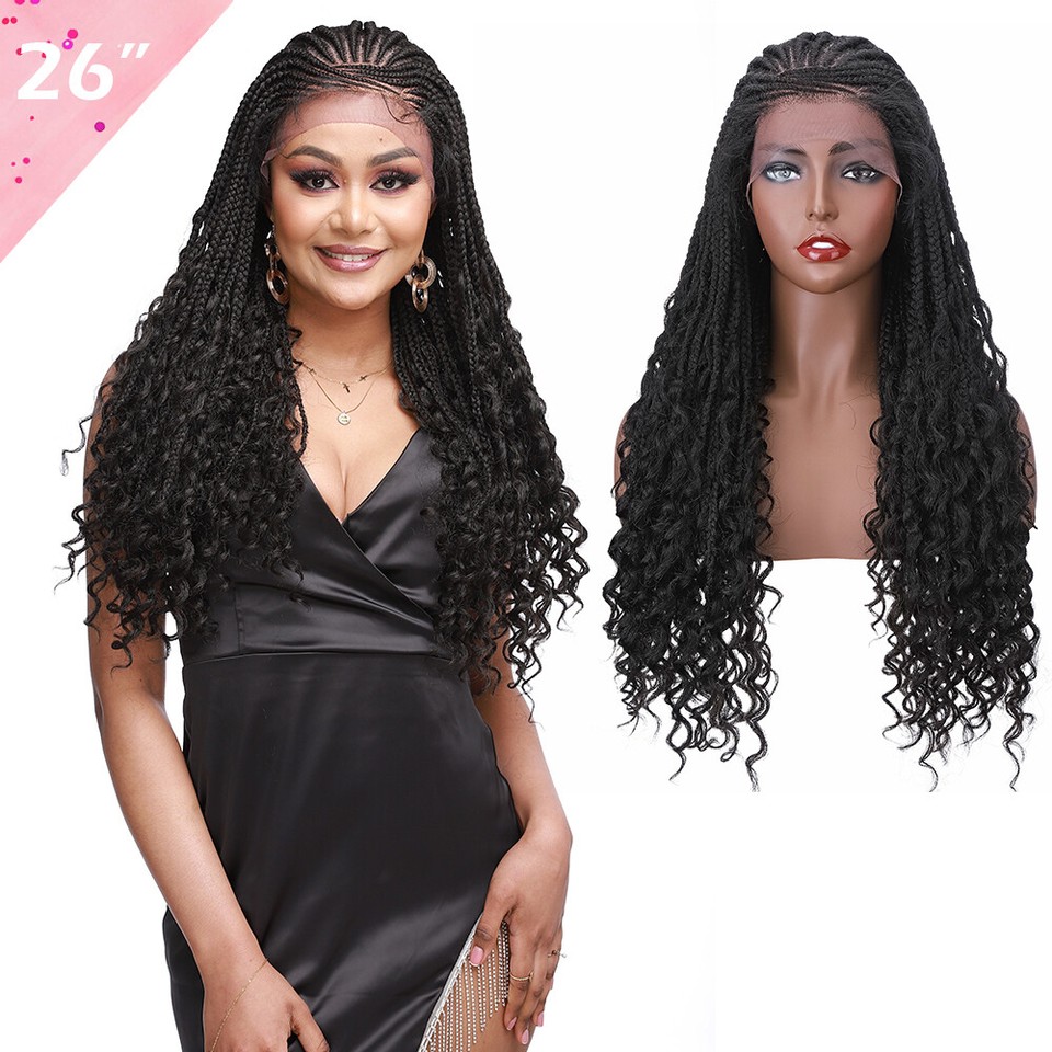 Braided Lace Front Wig Box Braids Wigs Cornrow Lace Braided Wig With ...