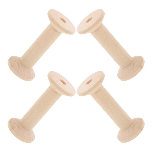 4 PCS Wooden Spool Empty Sewing Spools Embroidery Thread Winder Large ...