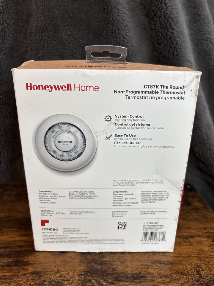HONEYWELL HOME CT87K ROUND NON-PROGRAMMABLE THERMOSTAT - 1H SINGLE ...